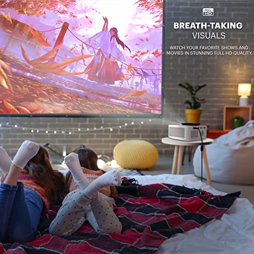 KODAK FLIK X10 Full HD Multimedia Projector Kit | 1080p Mini Compact Portable Home Theater System Bundle with 100” Projection Screen, Remote Control, Tripod Stand, HDMI Cable, Hooks & Carry Case