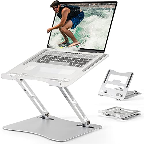 Laptop Stand，Foldable Height Lift Laptop Stand,Heat Dissipation,Ergonomic Design,Compatible with MacBook Air/Pro Dell HP XPS Lenovo Chromebook Ipad All Laptops 10-17'',Silver,F1-2