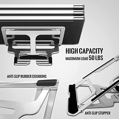 Laptop Stand,Portable Laptop Stand for Desk, Adjustable Folding Aluminum Computer Stand Desktop Riser,Multi-Angle Ergonomic MacBook Holder,Upgraded Design Makes Laptop Holder More Stability