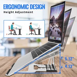 Laptop Stand,Portable Laptop Stand for Desk, Adjustable Folding Aluminum Computer Stand Desktop Riser,Multi-Angle Ergonomic MacBook Holder,Upgraded Design Makes Laptop Holder More Stability