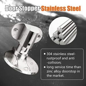 Magnetic Door Stoppers, Door Stopper Magnetic Door Stops Adjustable Invisible Floor Mount Door Stop Stainless Steel Magnetic Door Catch Holder Heavy Duty Metal Doorstop 2 Pack Silver