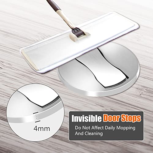 Magnetic Door Stoppers, Door Stopper Magnetic Door Stops Adjustable Invisible Floor Mount Door Stop Stainless Steel Magnetic Door Catch Holder Heavy Duty Metal Doorstop 2 Pack Silver