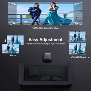 Full HD Wifi Bluetooth Projector 1080P Native Support 4K,10000 Lumen LED Smart Android Wireless Home Outdoor Business Projector 1920x1080 USB HDMI VGA AV Audio for Laptop PC TV DVD PS4 Smartphones Mac