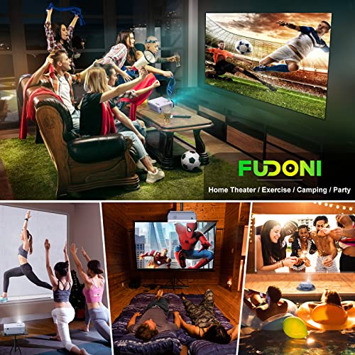 Projector with WiFi and Bluetooth, 2022 Upgraded 5G WiFi Projector Native 1080P HD 4K Supported, FUDONI Outdoor Projector with Screen, Portable Home Projector for HDMI, USB, Laptop, TV Stick, Phone