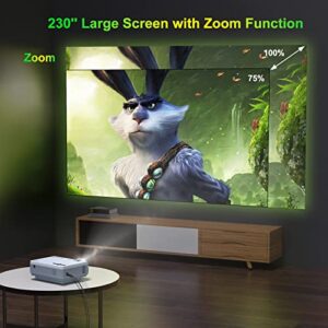 Projector with WiFi and Bluetooth, 2022 Upgraded 5G WiFi Projector Native 1080P HD 4K Supported, FUDONI Outdoor Projector with Screen, Portable Home Projector for HDMI, USB, Laptop, TV Stick, Phone