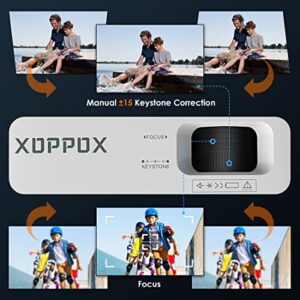 HD 1080P Outdoor Projector, 300ANSI Portable Home Projector, XOPPOX Portable Mini Projector Native 1080P Movie Projector Compatible with HDMI, USB, Laptop, iOS & Android Smartphones