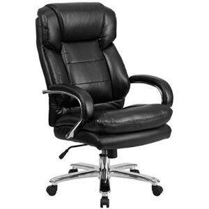 flash furniture big & tall office chair | black leather swivel executive desk chair with wheels