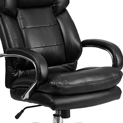 Flash Furniture Big & Tall Office Chair | Black Leather Swivel Executive Desk Chair with Wheels