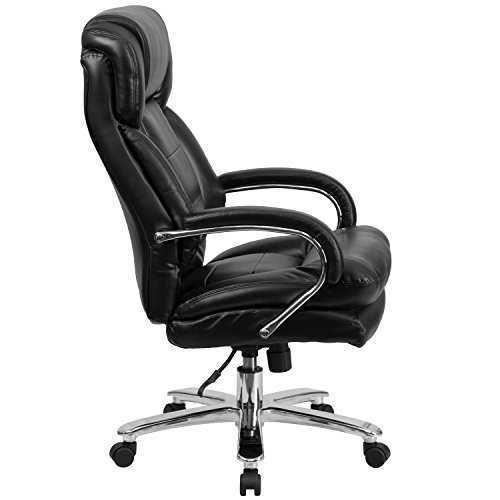 Flash Furniture Big & Tall Office Chair | Black Leather Swivel Executive Desk Chair with Wheels