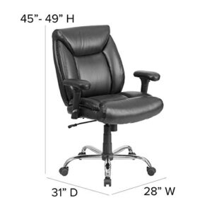 Flash Furniture Big & Tall Office Chair | Black Leather Swivel Executive Desk Chair with Wheels