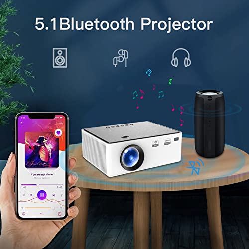 Video Projector, 5G WiFi Bluetooth Projector Full HD 1080P Projector 4K Support Movie Projector 8500L Oudoor Portable Mini Projector Compatible with TV Stick Laptop Tablet PC HDMI USB TF DVD