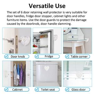 Door Stoppers Wall Protector, 6PCS Reusable Door Bumper with Self Strong Adhesive, Wall Shield & Silencer Cute Clear Heart-Shaped Design, Quiet Shock Absorbent, Wall Protectors from Door Knobs