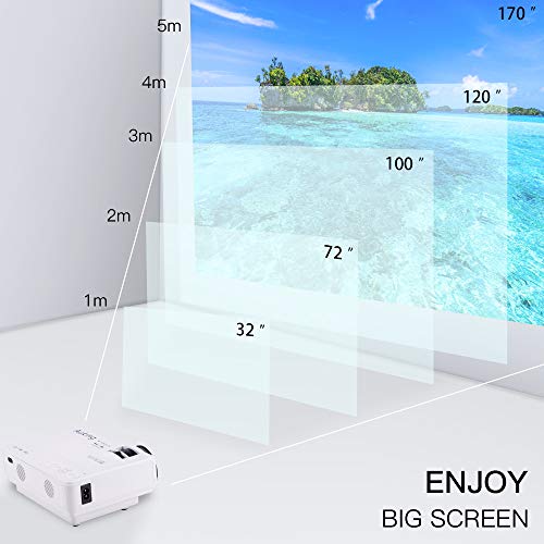 AuKing Mini Projector with USB C to HDMI Cable 4K, Home Theater Video Projector for MacBook Air/Pro 2020/2021, iPad Pro, Galaxy S20 S10 S8, Surface Book 2 and More