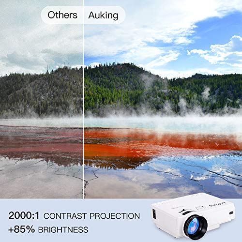 AuKing Mini Projector with USB C to HDMI Cable 4K, Home Theater Video Projector for MacBook Air/Pro 2020/2021, iPad Pro, Galaxy S20 S10 S8, Surface Book 2 and More