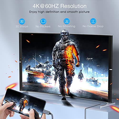 AuKing Mini Projector with USB C to HDMI Cable 4K, Home Theater Video Projector for MacBook Air/Pro 2020/2021, iPad Pro, Galaxy S20 S10 S8, Surface Book 2 and More