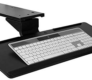 Mount-It! Under Desk Keyboard Tray and Mouse Platform, Ergonomic Computer Keyboard Drawer with Gel Wrist Pad, 17 inch Space Saving Track, Black (MI-7138)