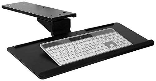 Mount-It! Under Desk Keyboard Tray and Mouse Platform, Ergonomic Computer Keyboard Drawer with Gel Wrist Pad, 17 inch Space Saving Track, Black (MI-7138)