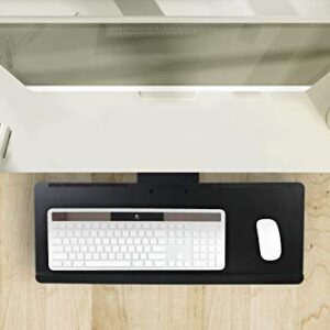 Mount-It! Under Desk Keyboard Tray and Mouse Platform, Ergonomic Computer Keyboard Drawer with Gel Wrist Pad, 17 inch Space Saving Track, Black (MI-7138)