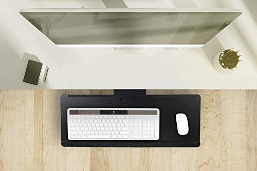 Mount-It! Under Desk Keyboard Tray and Mouse Platform, Ergonomic Computer Keyboard Drawer with Gel Wrist Pad, 17 inch Space Saving Track, Black (MI-7138)