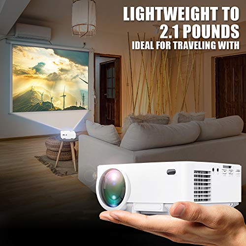 Mini Projector, 3Stone Upgraded Portable LCD Video Projector with 1080P Supported and Built-in Speakers, Multimedia Home Theater Small Projector Compatible with HDMI, USB, AV, DVD, VGA, Laptop