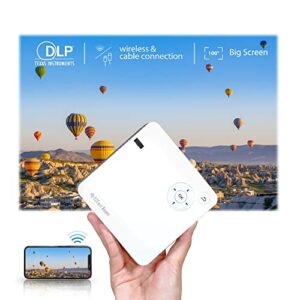 outdoor ultra portable pico projector ezcast beam j2 | wifi projector, includes tripod & bag, battery for 5hrs on a playtime, dlp, 300 ansi, 100″ displays, compatible w/ hdmi, usb, iphone, tv stick