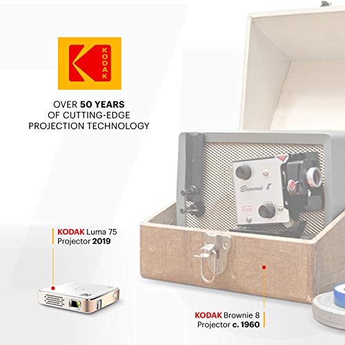 KODAK Ultra Mini Portable Projector | HD LED DLP Rechargeable Pico Projector - 100” Display - Includes Soft Case