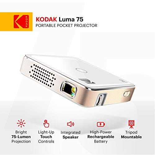 KODAK Ultra Mini Portable Projector | HD LED DLP Rechargeable Pico Projector - 100” Display - Includes Soft Case