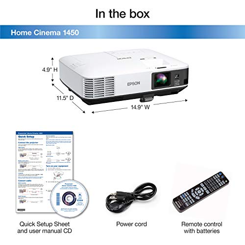 Epson HC1450 Home Cinema 4200 lumens white brightness 3LCD with MHL Video Projector