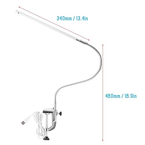 ANGGREK LED Desk Lamp, Adjustable Clip Table Lamps USB for Manicure Tattoo Reading Tattoo Eye-Caring Clamp On Lights for Desk Bed Headboard Computer Piano