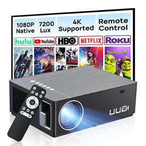 uuo 4k projector,native 1080p projector for outdoor home,movie projector support 4k hd video ±50° digital keystone & 300’’ projection area,compatible with tv stick,laptop,ps5,x-box,ios android