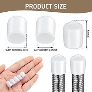 Thinkday 100 Pieces Door Stop Bumper Tips, White Silicone Door Rubber Replacement Stopper Ends 0.35 Inch Replacement Stopper Tips Caps for Door and Wall Protection