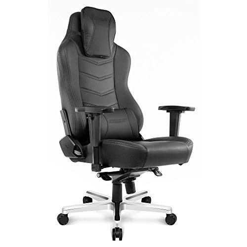 AKRacing Office Series Onyx Deluxe Executive Real Leather Desk Chair with High Backrest, Recliner, Swivel, Tilt, Rocker & Seat Height Adjustment Mechanisms, 5/10 Warranty - Black -