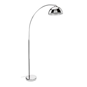 Catalina 76" Mid-Century Modern Over-The-Sofa Curved Metal Arc Floor Lamp with Heavy Base, Classic Chrome