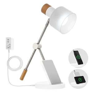 dauh led desk lamp, desk lights for home office, desk lamp with 15w wireless charger, 180° adjustable touch lamp, applicable to bedroom bedside office study, 7w, 6500k