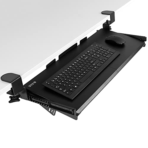 VIVO Large Tilting Keyboard Tray Under Desk Pull Out with Extra Sturdy C-Clamp Mount System, 27 (33 Including Clamps) x 11 inch Slide-Out Platform Computer Drawer for Typing, Black, MOUNT-KB05T