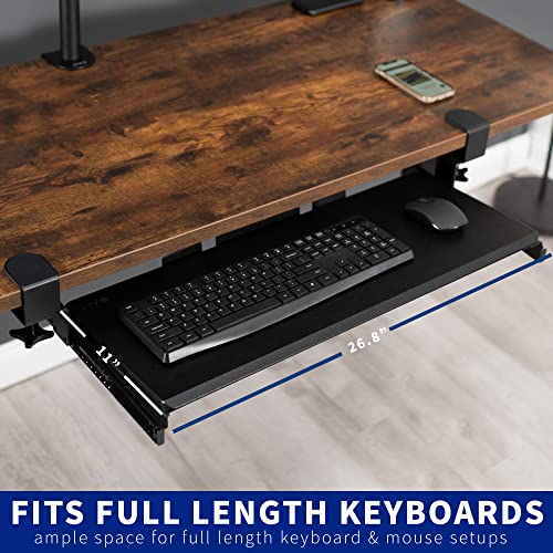 VIVO Large Tilting Keyboard Tray Under Desk Pull Out with Extra Sturdy C-Clamp Mount System, 27 (33 Including Clamps) x 11 inch Slide-Out Platform Computer Drawer for Typing, Black, MOUNT-KB05T