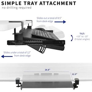 VIVO Large Tilting Keyboard Tray Under Desk Pull Out with Extra Sturdy C-Clamp Mount System, 27 (33 Including Clamps) x 11 inch Slide-Out Platform Computer Drawer for Typing, Black, MOUNT-KB05T