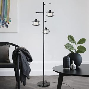 Beaysyty Industrial Style Crystal Tree Floor Lamp for Office Cafe Den Living Room Bedroom, On/Off Foot Switch,Black Floor Light,3 Lights