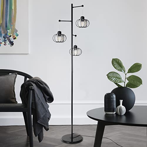 Beaysyty Industrial Style Crystal Tree Floor Lamp for Office Cafe Den Living Room Bedroom, On/Off Foot Switch,Black Floor Light,3 Lights