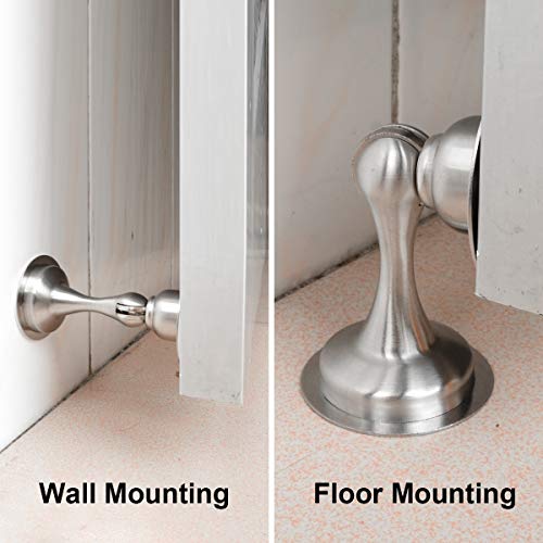 Magnetic Door Stops-Door Stopper-Stainless Steel, Door Holder Doorstop-No Drilling, 3M Double-Sided Adhesive Tape, Screws for Stronger Mount, Hold Your Door Open（2 Pack）