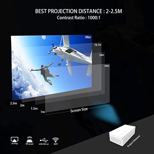 Amoowa Smart Mini Projector HD DLP Pocket Size 200 ANSI Movie WiFi Home&Outdoor Video Wireless Projector,Support iPhone Android Pico Projector