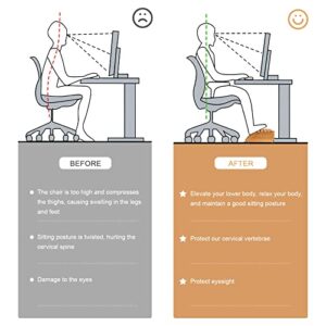 RekRang Foot Rest Under Desk,Bamboo Foot Stool with Massage Rollers & Non-Slip Legs Ergonomic Cambered Surface Foot Rest for Home Office School