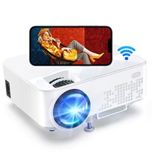 projector, portable outdoor projector with 1080p hd movie and 240” display support, wifi video projector for home theater, compatible with tv stick, laptop, tablet, iphone, android