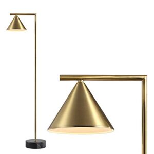 jonathan y jyl3062a chelsea 60″ metal/marble cone shade led floor lamp modern,contemporary,transitional for bedrooms, living room, office, reading, brass/black