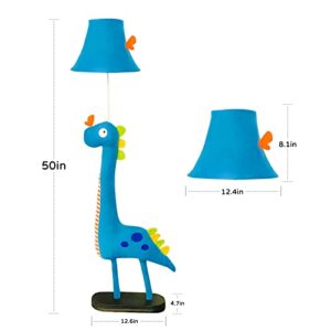 HERBESTBAY Kids Floor Lamp, Blue Dinosaur Design 50 Inch Modern Floor Lamp for Bedroom, Hand-Stitched Toy Standing Lamp for Living Room, Package Come with an E26 LED Bulb