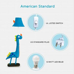 HERBESTBAY Kids Floor Lamp, Blue Dinosaur Design 50 Inch Modern Floor Lamp for Bedroom, Hand-Stitched Toy Standing Lamp for Living Room, Package Come with an E26 LED Bulb