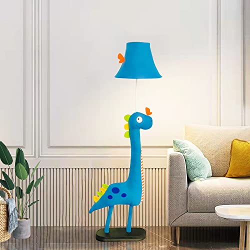 HERBESTBAY Kids Floor Lamp, Blue Dinosaur Design 50 Inch Modern Floor Lamp for Bedroom, Hand-Stitched Toy Standing Lamp for Living Room, Package Come with an E26 LED Bulb