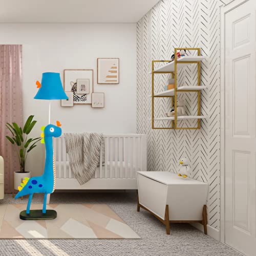 HERBESTBAY Kids Floor Lamp, Blue Dinosaur Design 50 Inch Modern Floor Lamp for Bedroom, Hand-Stitched Toy Standing Lamp for Living Room, Package Come with an E26 LED Bulb