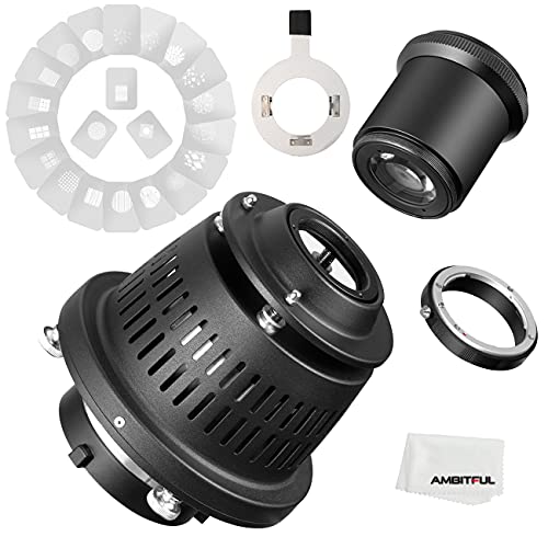 AMBITFUL AL-16 PRO Bowens Mount Split Focalize Conical Snoot Optical Condenser Art Special Effects Shaped Beam Light Cylinder with for Nikon AI Lens Adapter