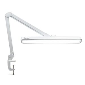 bemelux led architect desk lamp with clamp, metal swing arm 2000 lumens dimming office table lamp for task work drafting reading desktop, 234pcs bright leds, 24w, 5 color temperatures workbench lamp